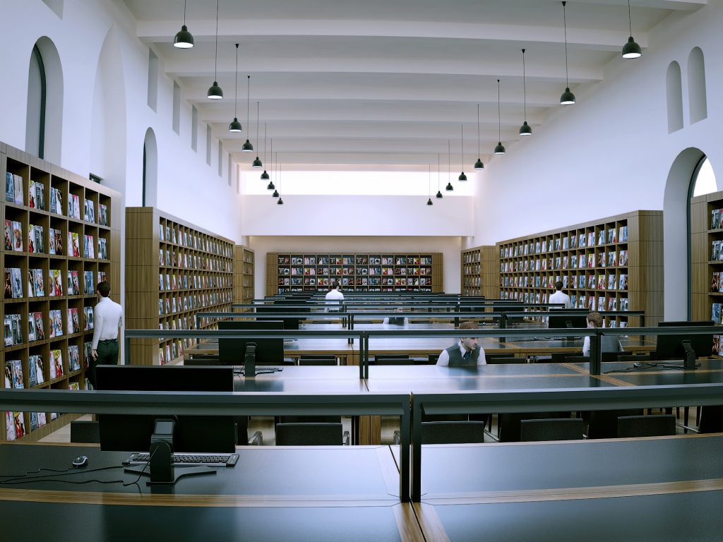 Library Reading Room Scene 3D Model - FlatPyramid
