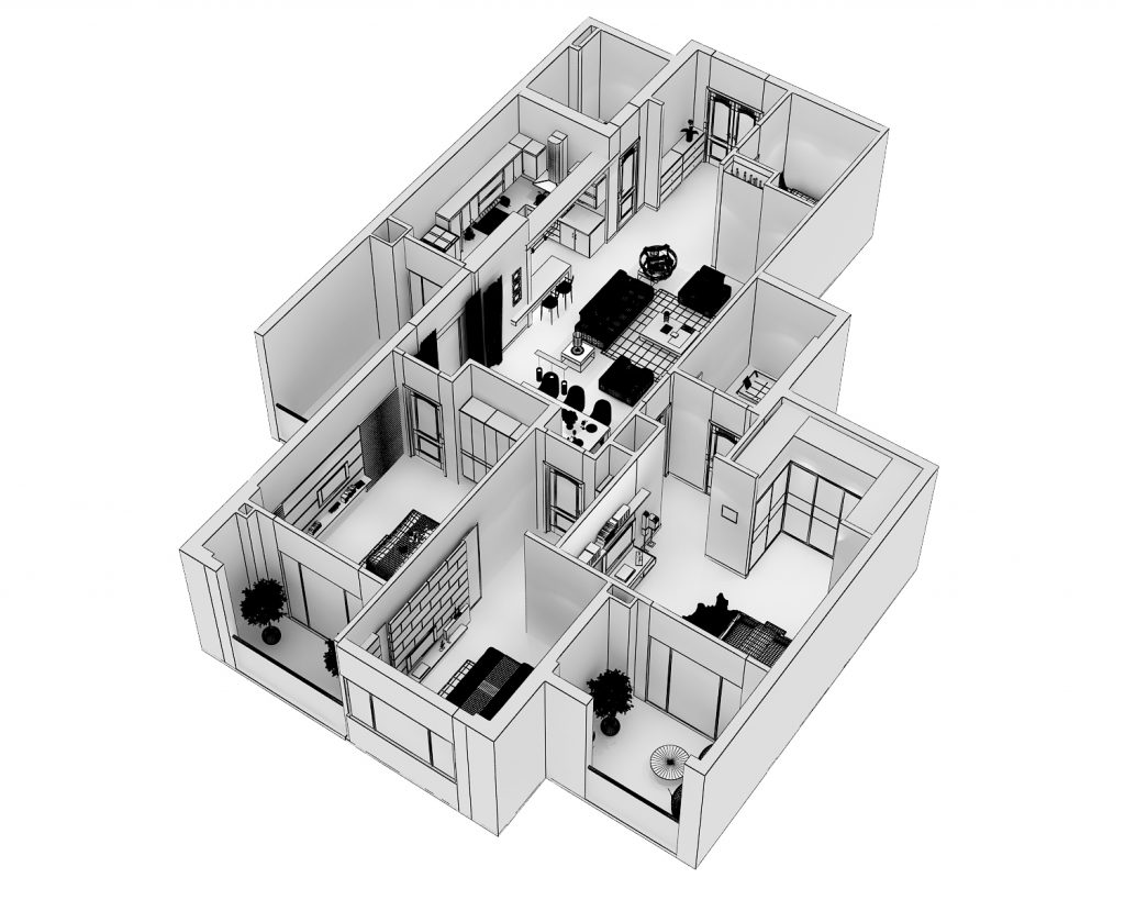Luxury Detailed House Cutaway 3D Model 3D Model - FlatPyramid