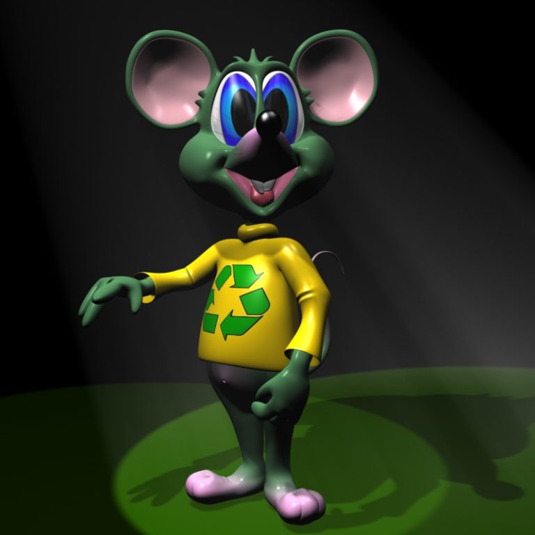 Green Mouse RIGGED 3D Model - FlatPyramid