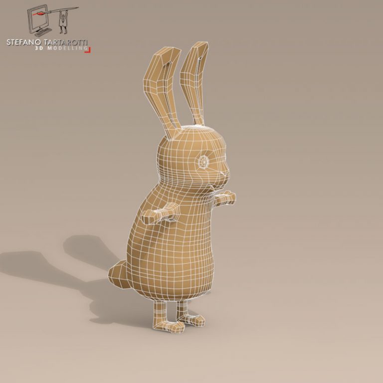 Rabbit cartoon character 3D Model - FlatPyramid