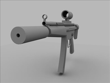Mp5 sub machine gun untextured 3D Model - FlatPyramid