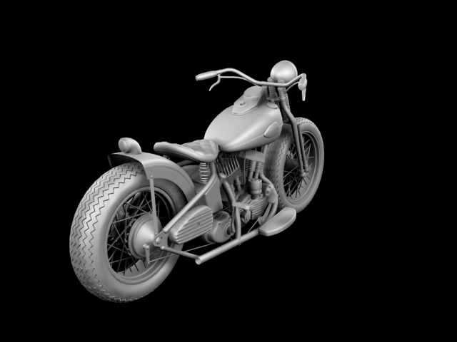 Harley-Davidson WLA Bobber 1945 3D Model - FlatPyramid