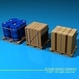 3 pallets 3D Model - FlatPyramid