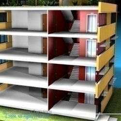 Ecological building cutaway 3D Model - FlatPyramid