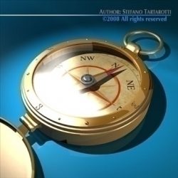 Old compass 3D Model - FlatPyramid