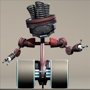 Piston Man Character Robot 3D Model - FlatPyramid