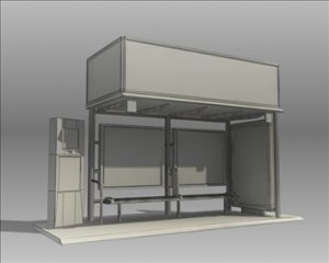 Bus Stop Shelter Coke Brand 3D Model - FlatPyramid