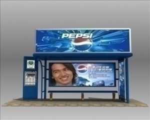 Bus Stop Shelter Pepsi Brand 3D Model - FlatPyramid