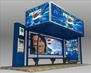 Bus Stop Shelter Pepsi Brand 3D Model - FlatPyramid