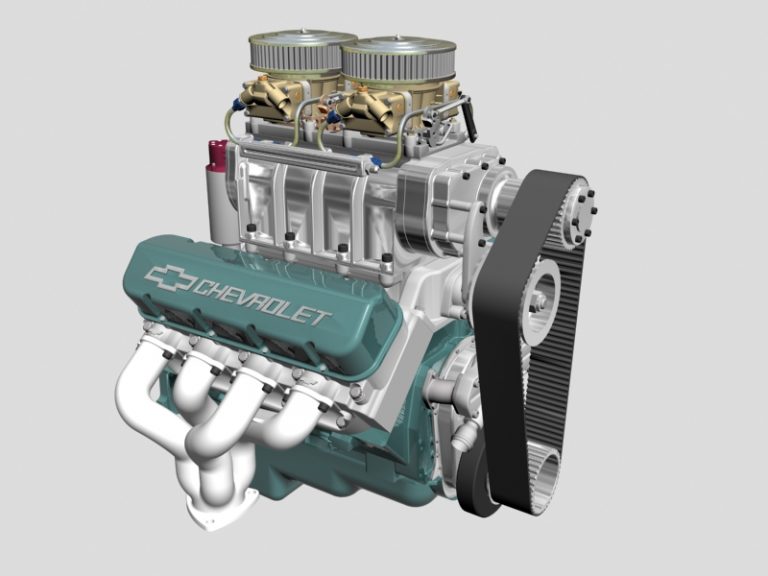 Early Hemi V8 with Blower 3D Model - FlatPyramid