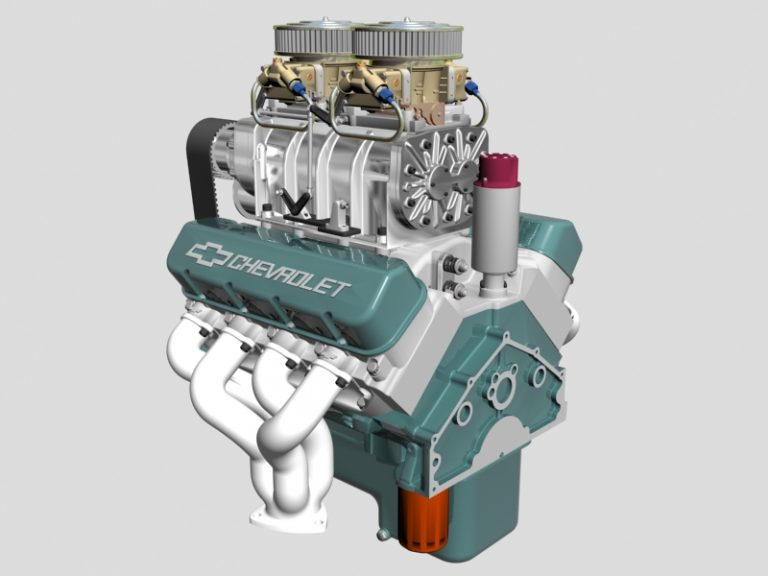 Chevrolet Big Block V8 Engine with Blower 3D Model - FlatPyramid
