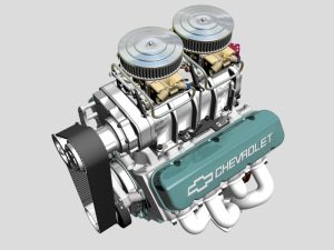 Chevrolet Big Block V8 Engine with Blower 3D Model - FlatPyramid