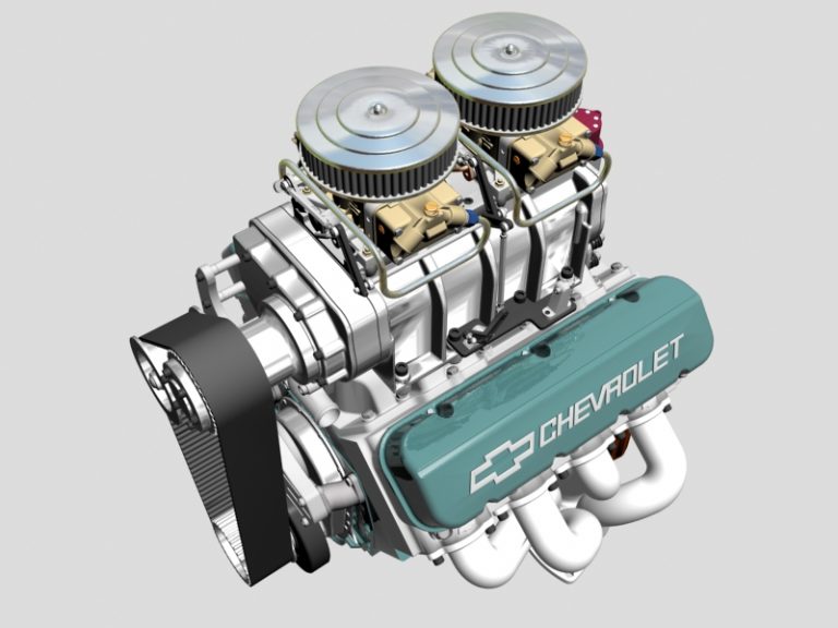 Chevrolet Big Block V8 Engine with Blower 3D Model - FlatPyramid