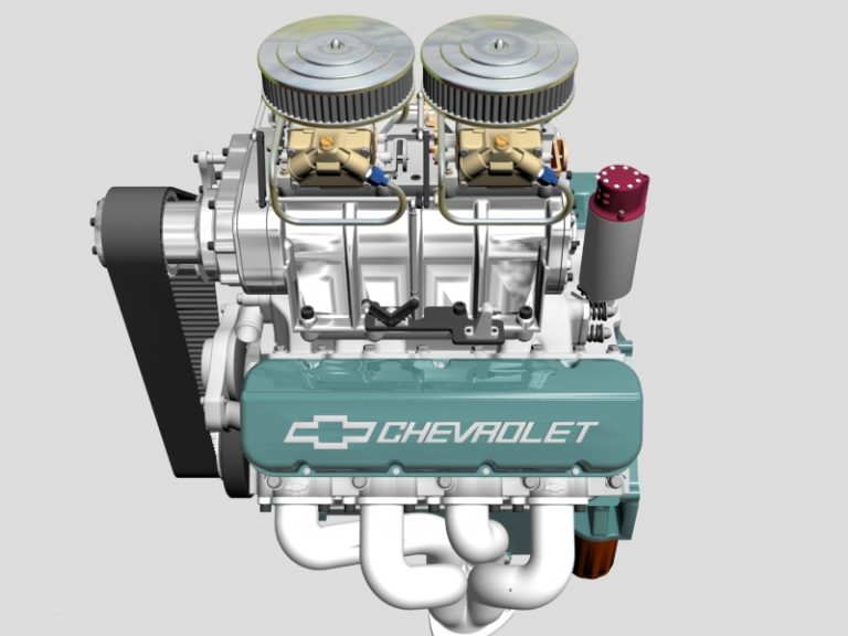 Chevrolet Big Block V8 Engine with Blower 3D Model - FlatPyramid