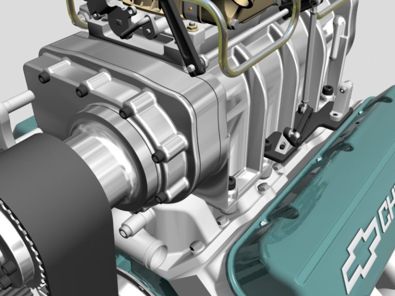 Chevrolet Big Block V8 Engine with Blower 3D Model - FlatPyramid