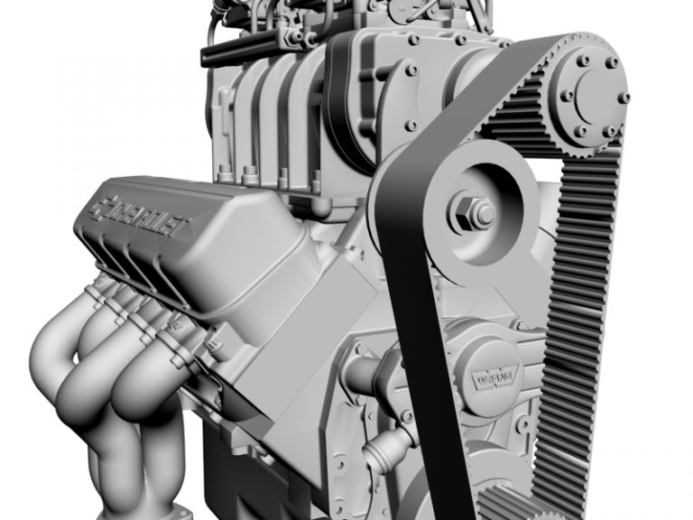 Chevrolet Big Block V8 Engine with Blower 3D Model - FlatPyramid