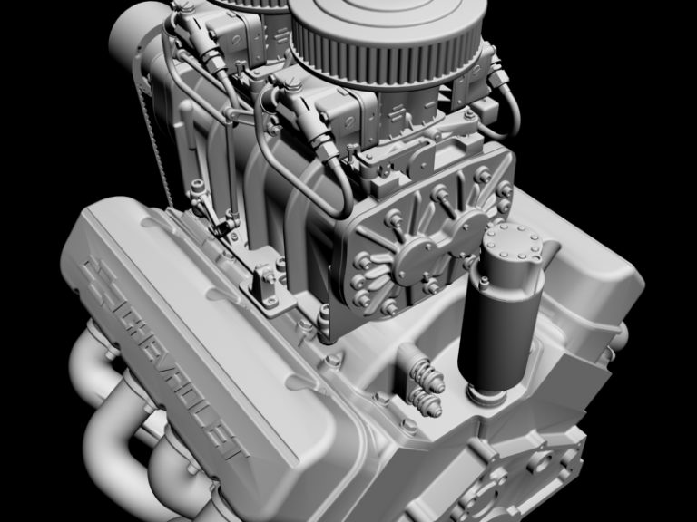 Chevrolet Big Block V8 Engine with Blower 3D Model - FlatPyramid