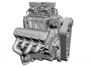 Chevrolet Big Block V8 Engine with Blower 3D Model - FlatPyramid