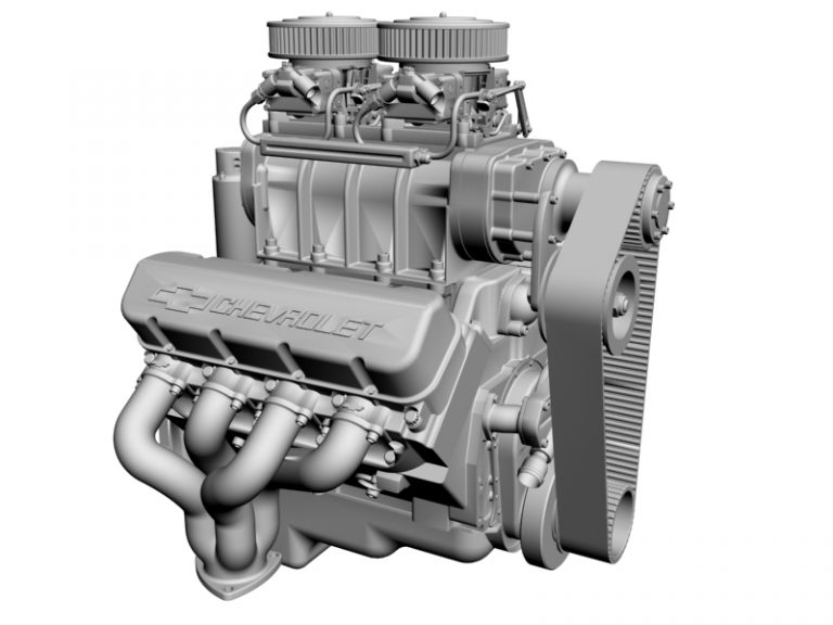 Chevrolet Big Block V8 Engine with Blower 3D Model - FlatPyramid