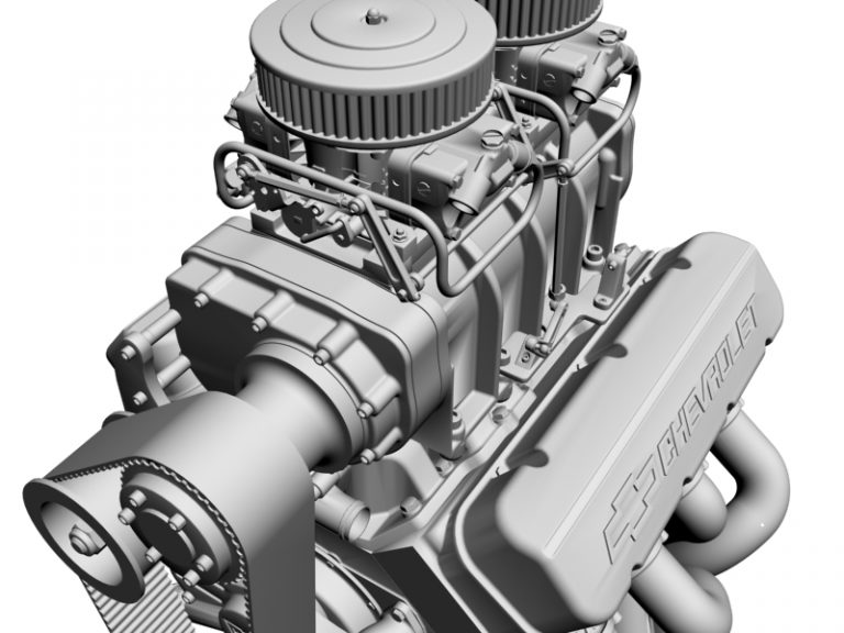 Chevrolet Big Block V8 Engine with Blower 3D Model - FlatPyramid