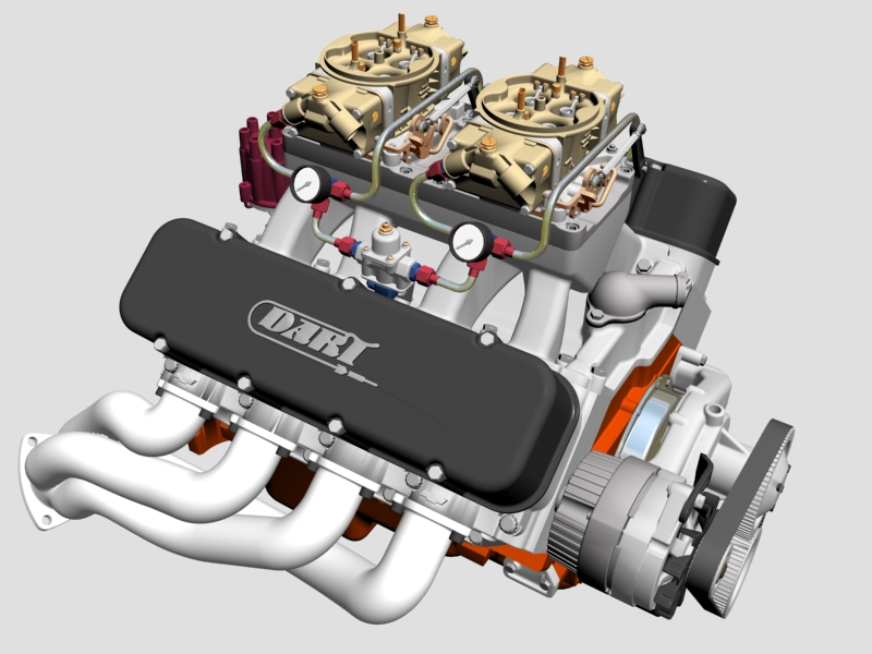 Chevrolet Big Block Tunnel-Ram V8 Engine 3D Model | FlatPyramid