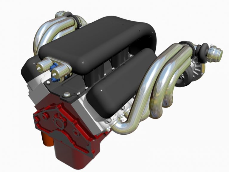 Twin-Turbo Chevrolet Big Block Engine 3D Model - FlatPyramid