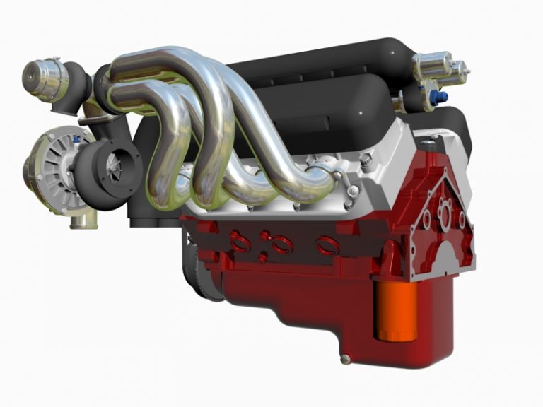 Twin-Turbo Chevrolet Big Block Engine 3D Model - FlatPyramid
