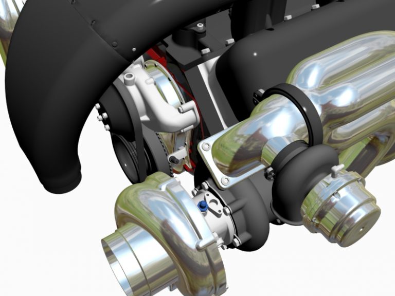Twin-Turbo Chevrolet Big Block Engine 3D Model - FlatPyramid
