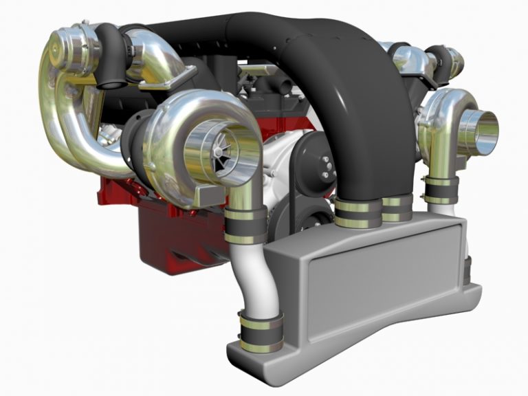 Twin-Turbo Chevrolet Big Block Engine 3D Model - FlatPyramid