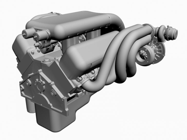 Twin-Turbo Chevrolet Big Block Engine 3D Model - FlatPyramid