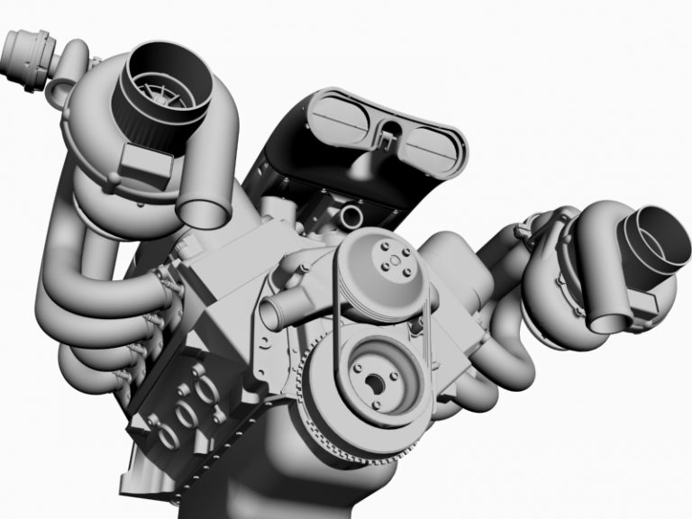 Twin-Turbo Chevrolet Big Block Engine 3D Model - FlatPyramid