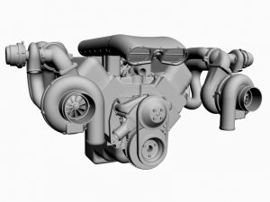Twin-Turbo Chevrolet Big Block Engine 3D Model - FlatPyramid