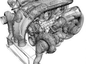 Twin-Turbo Chevrolet Big Block Engine 3D Model - FlatPyramid